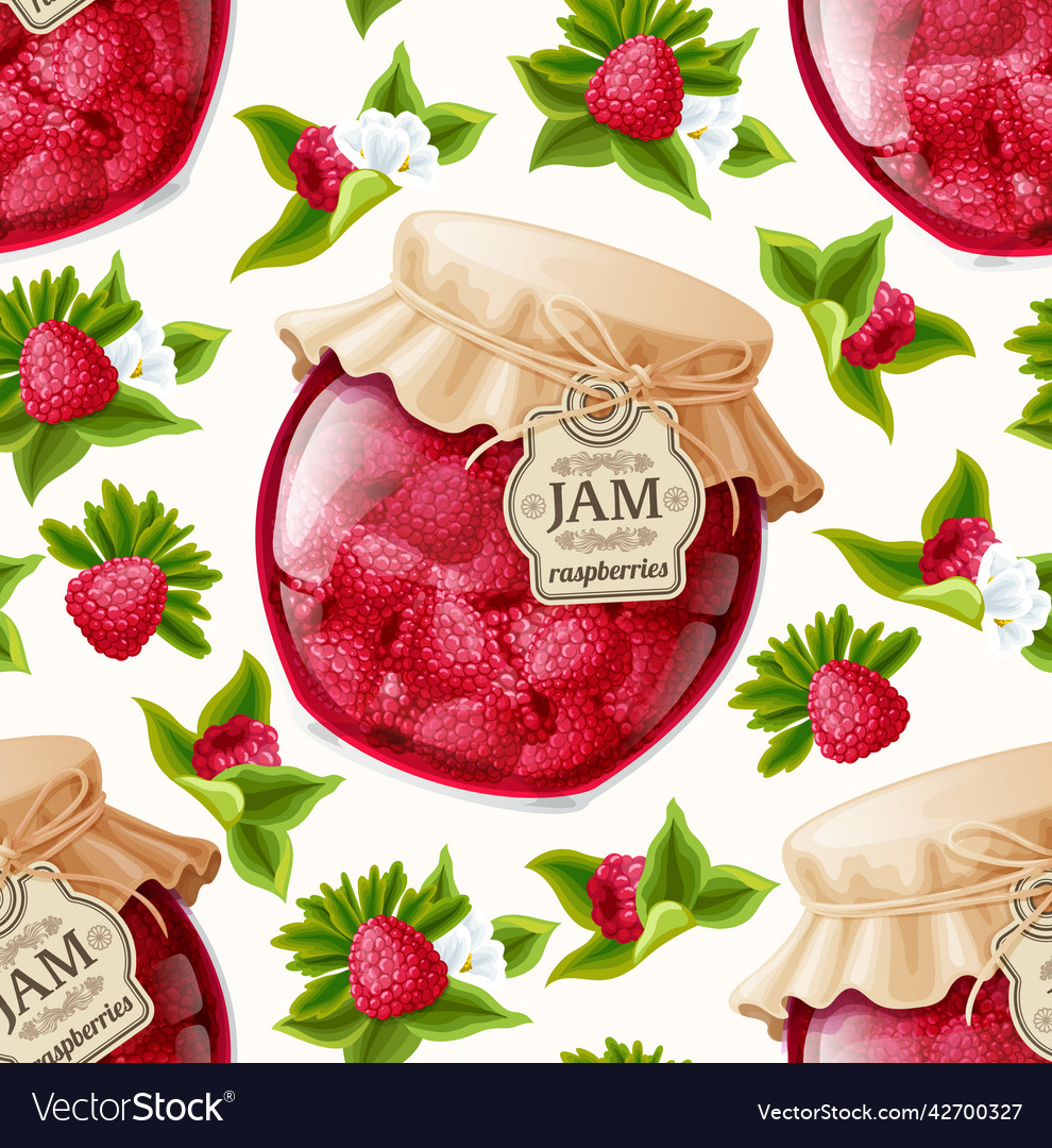 Raspberry jam seamless pattern Royalty Free Vector Image