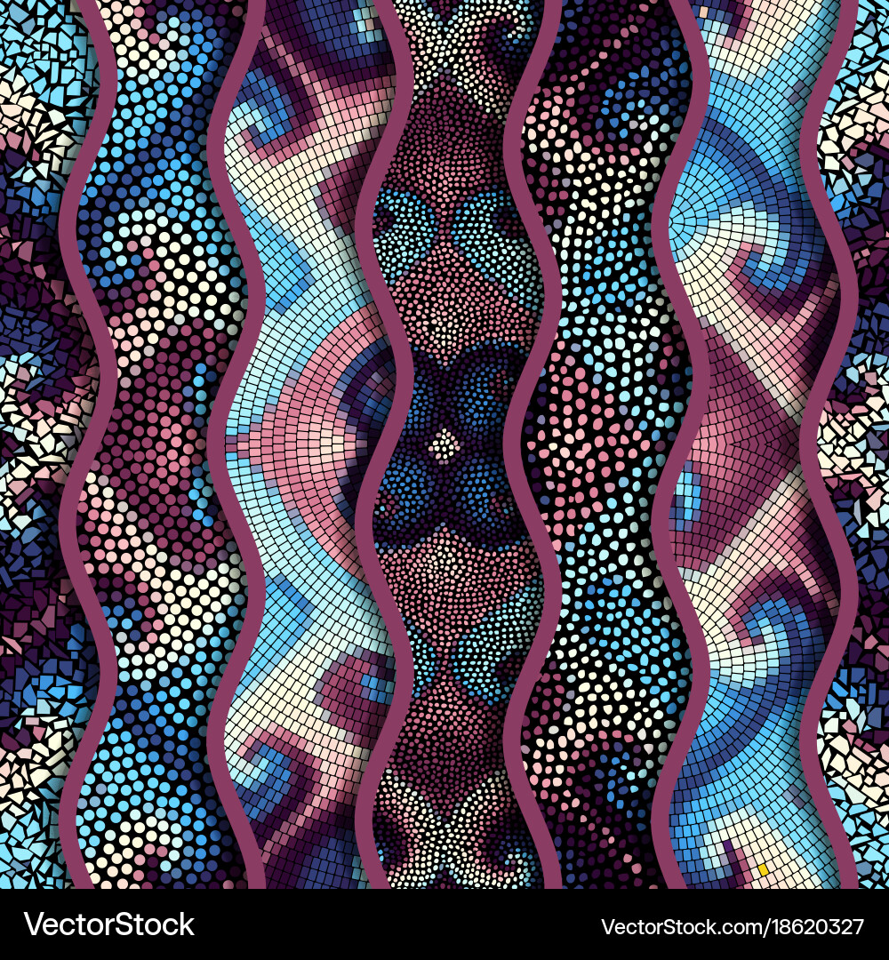 Relief waves of ornamental mosaic tile patterns Vector Image