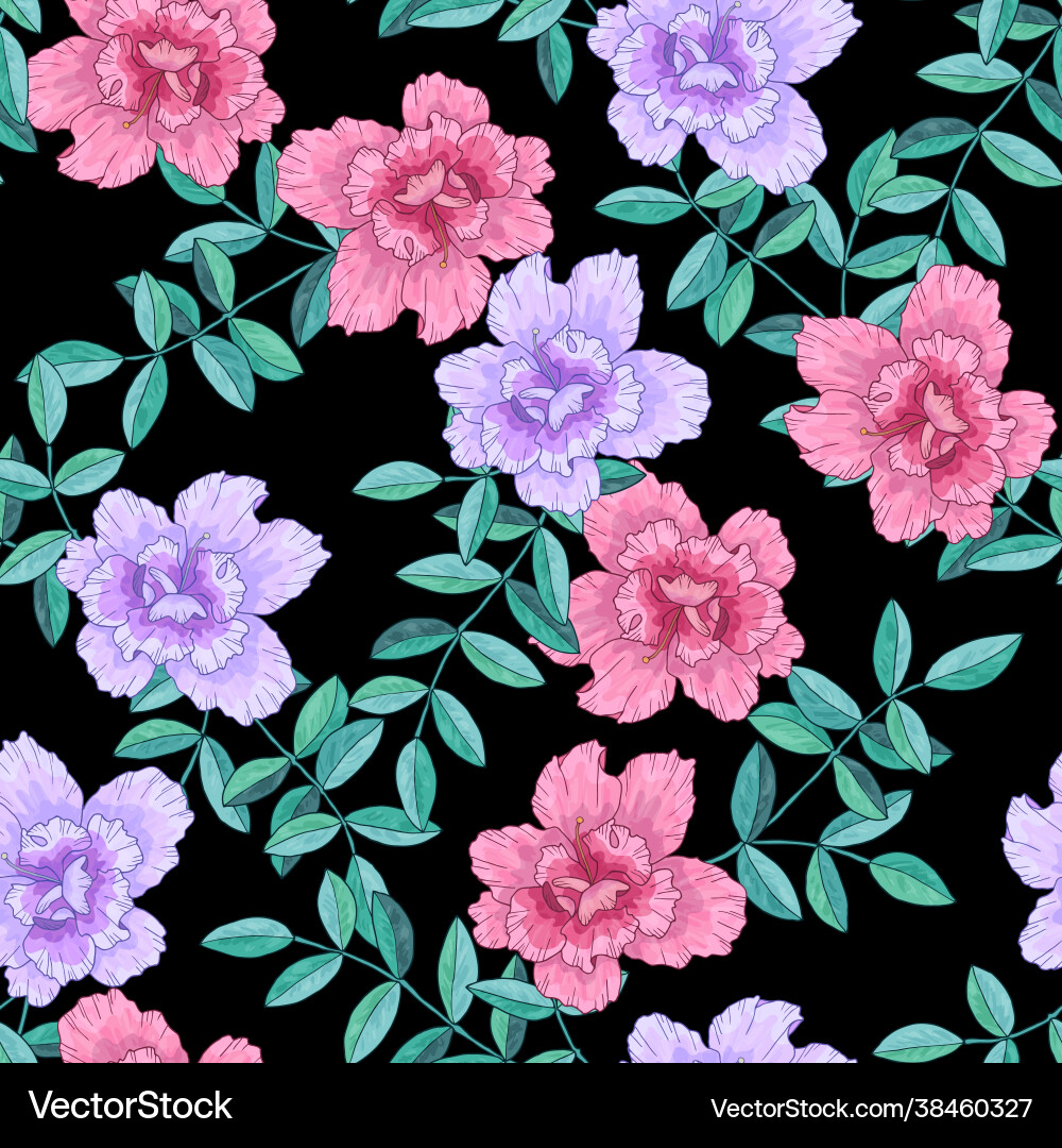 Seamless pattern with pink purple flowers Vector Image