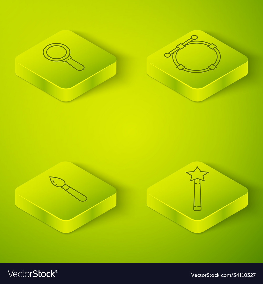 Set isometric circle with bezier curve paint Vector Image