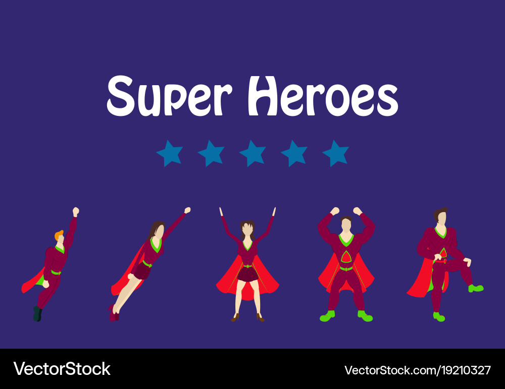 Superhero actions icon set in cartoon colored Vector Image