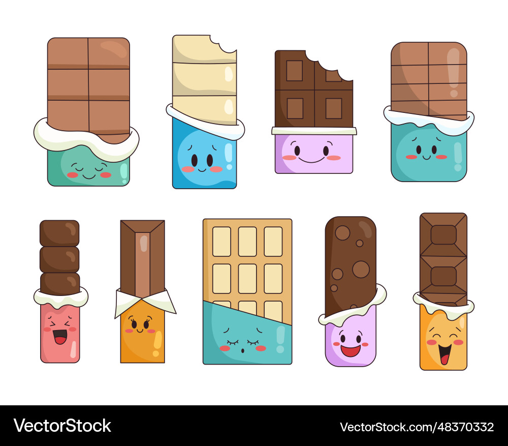 Chocolate bar character cartoon sweet Royalty Free Vector