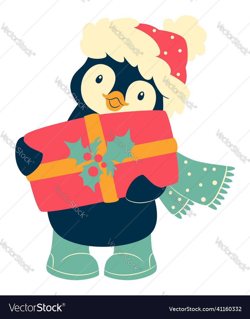 Christmas penguin cartoons clip art cute penguin Vector Image