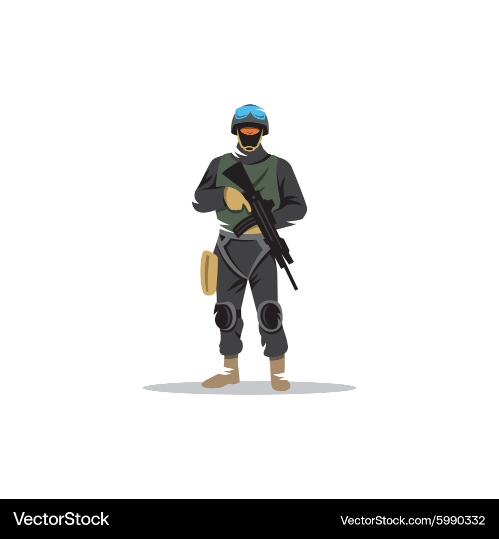 Commando man Police officer in uniform and face Vector Image