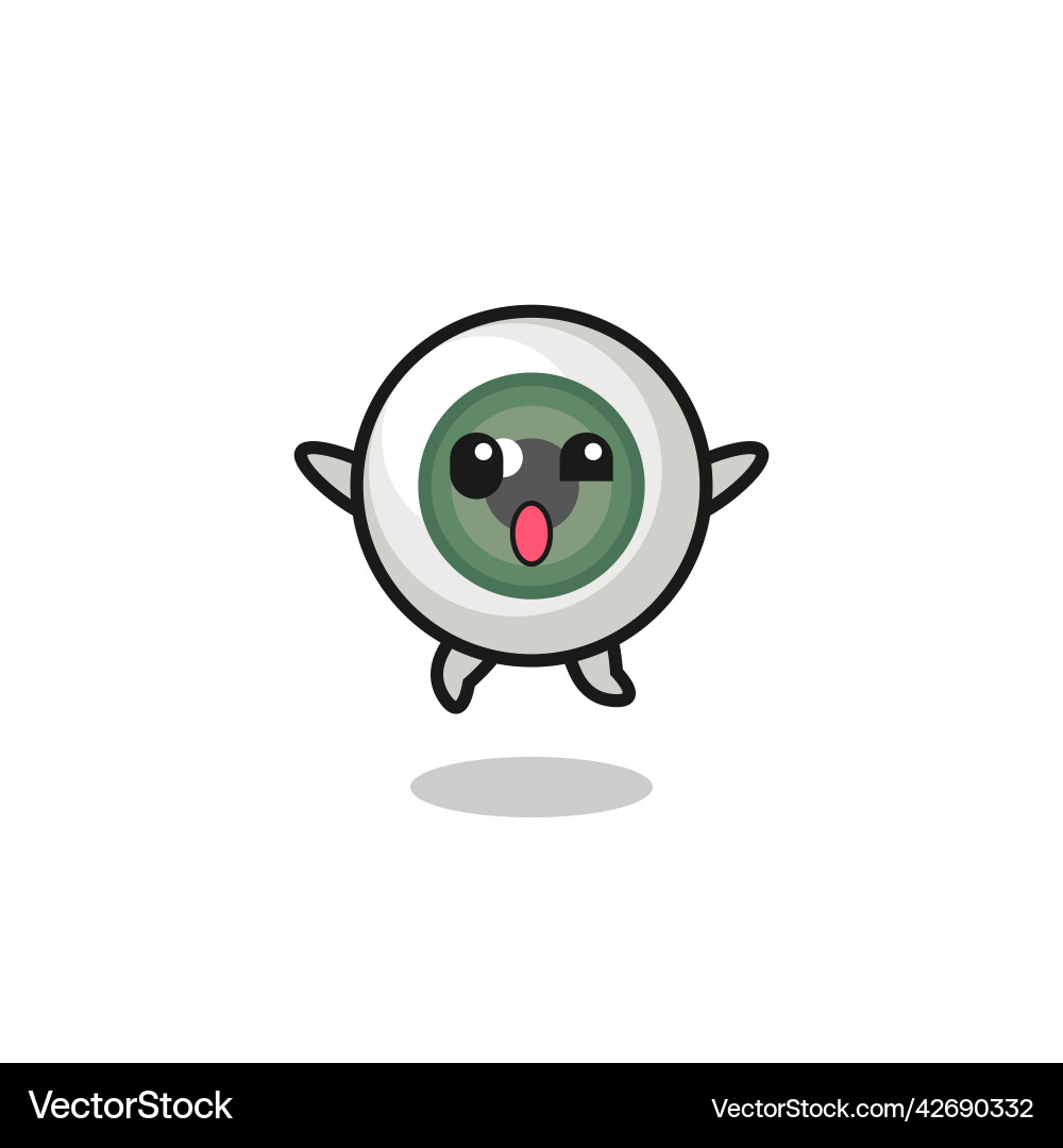 Eyeball character is jumping gesture Royalty Free Vector