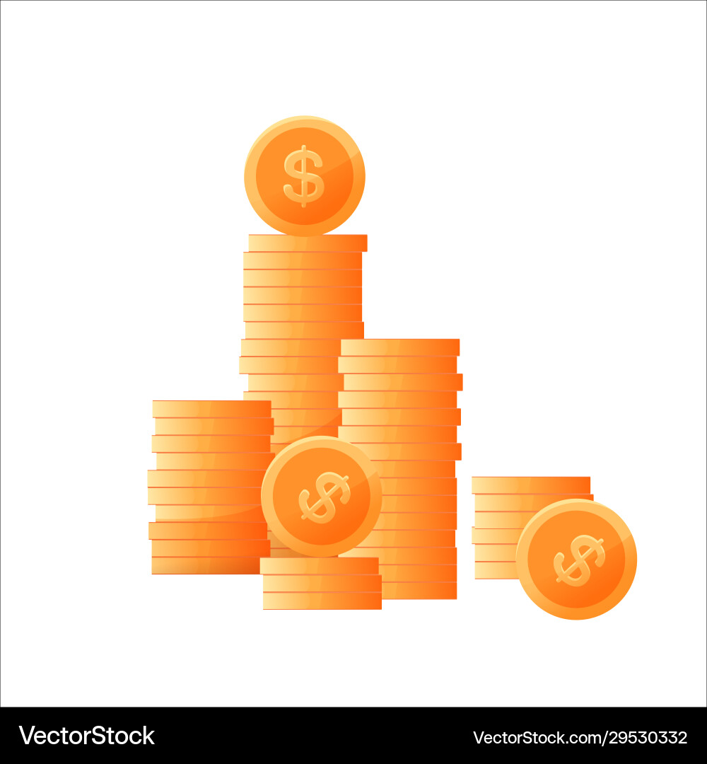 Flat golden coins with dollar sign Royalty Free Vector Image