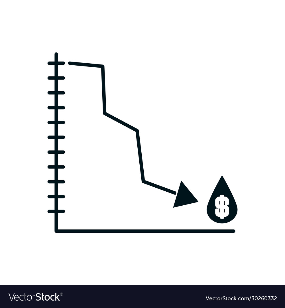 Graphic chart with decrease financial arrow Vector Image