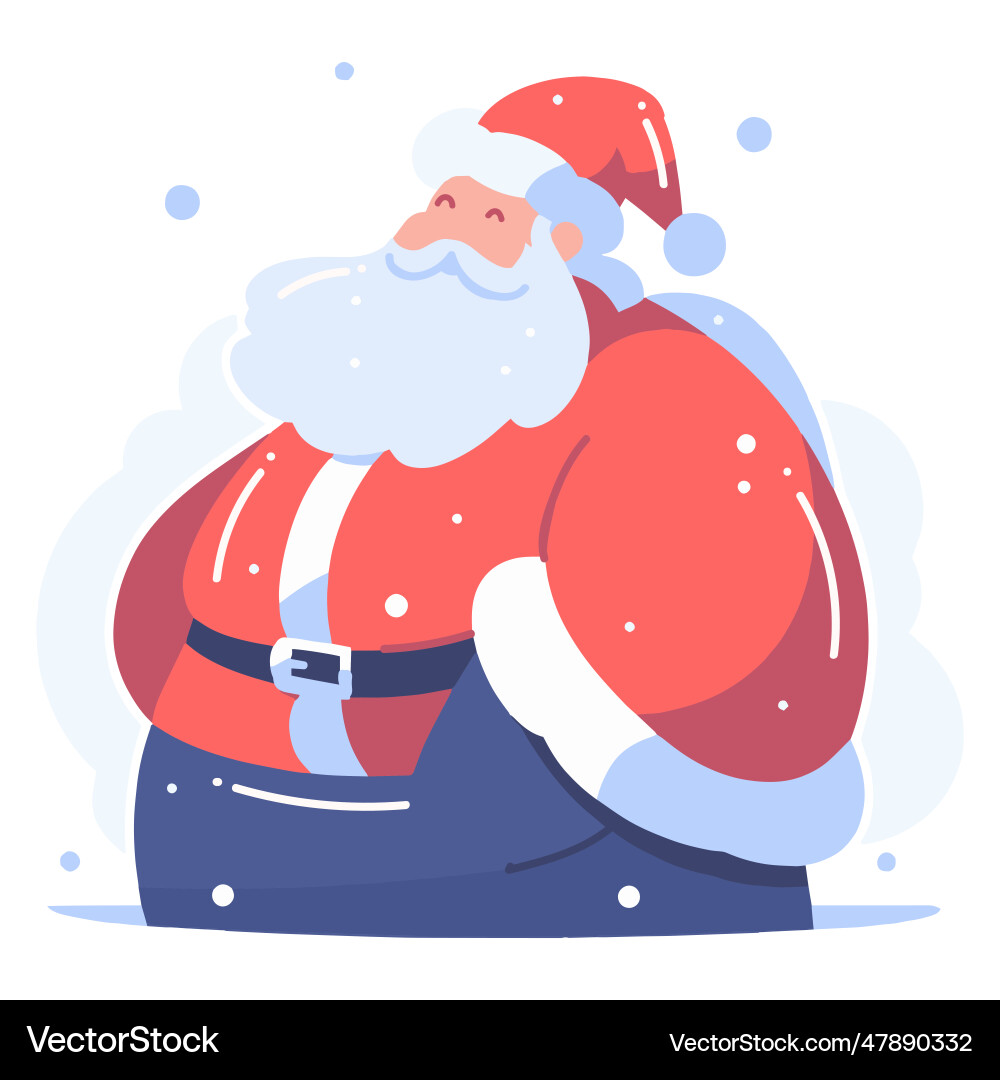 Hand drawn happy santa character in flat style Vector Image