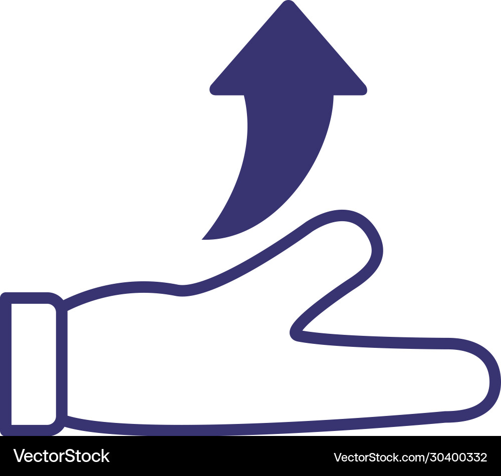 Hand with arrow up infographic line style Vector Image