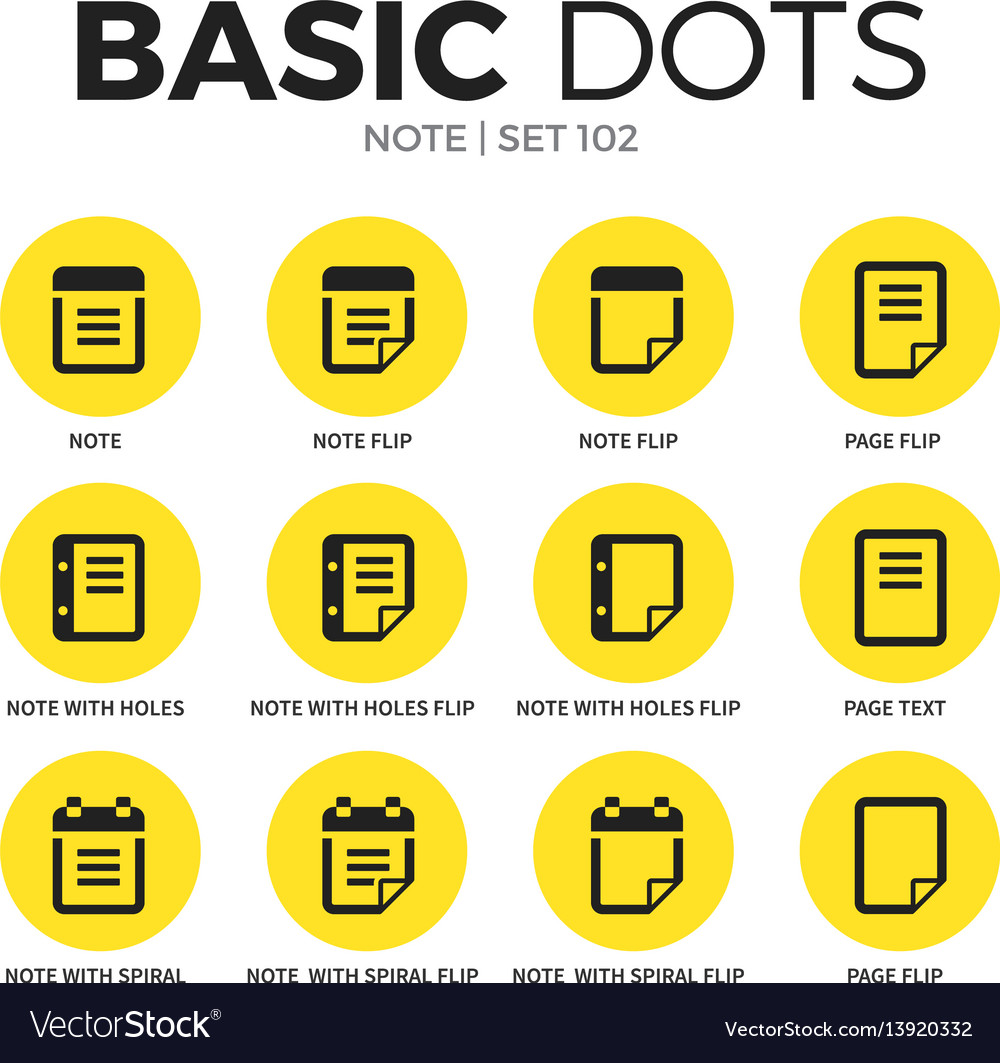 Note flat icons set Royalty Free Vector Image - VectorStock