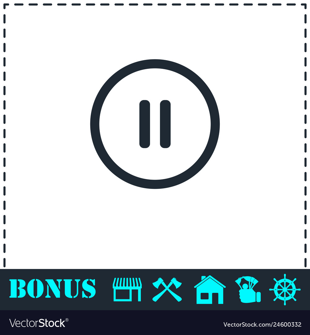 Pause button icon flat Royalty Free Vector Image