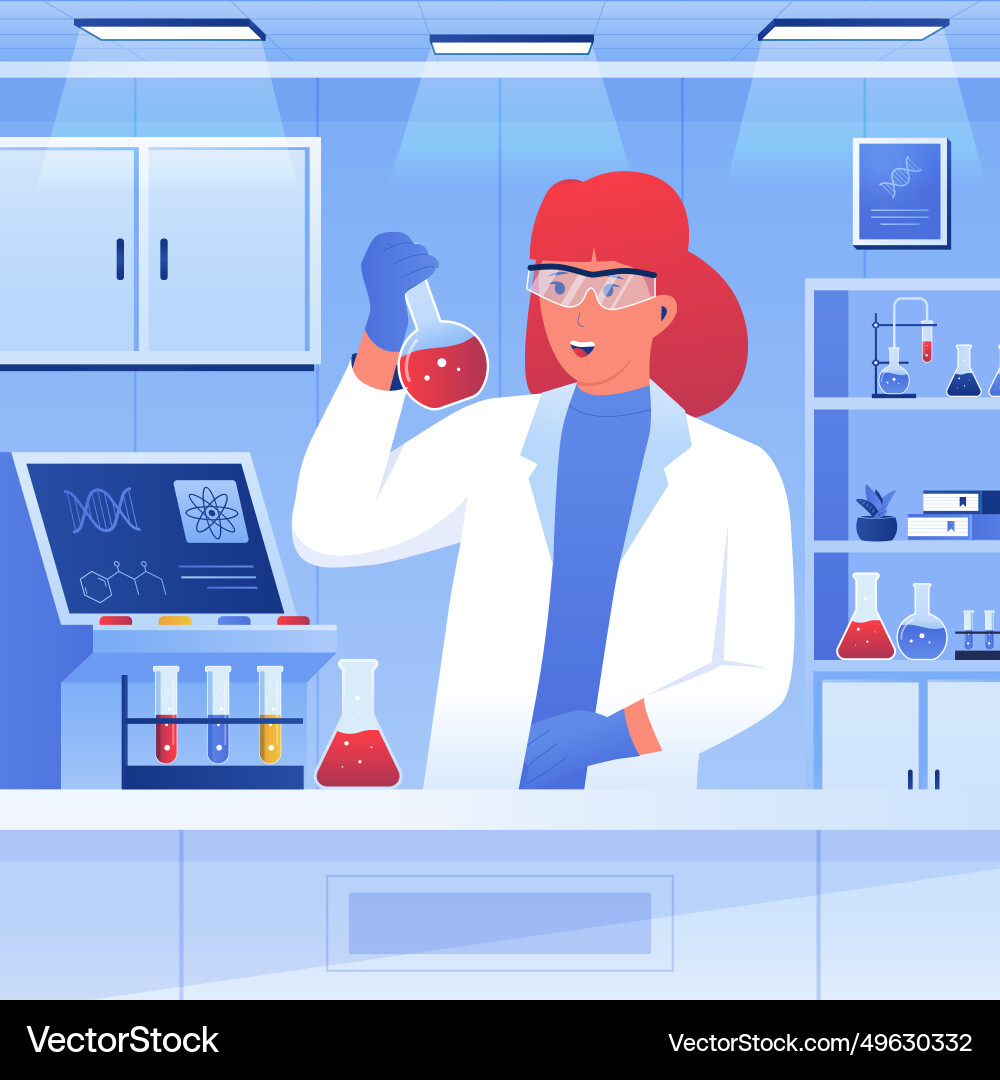 Research laboratory woman scientist working Vector Image
