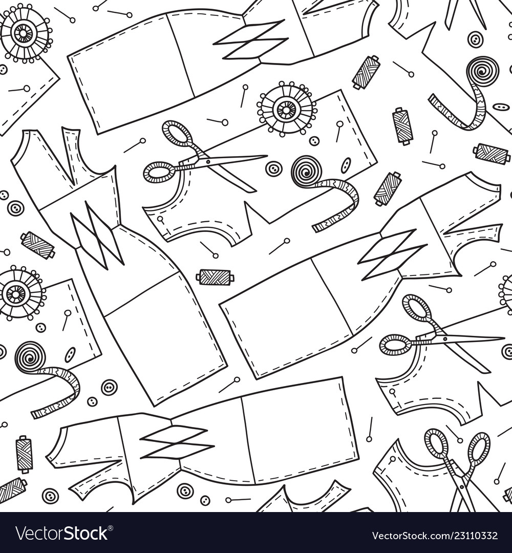 Seamless pattern with sewing Royalty Free Vector Image