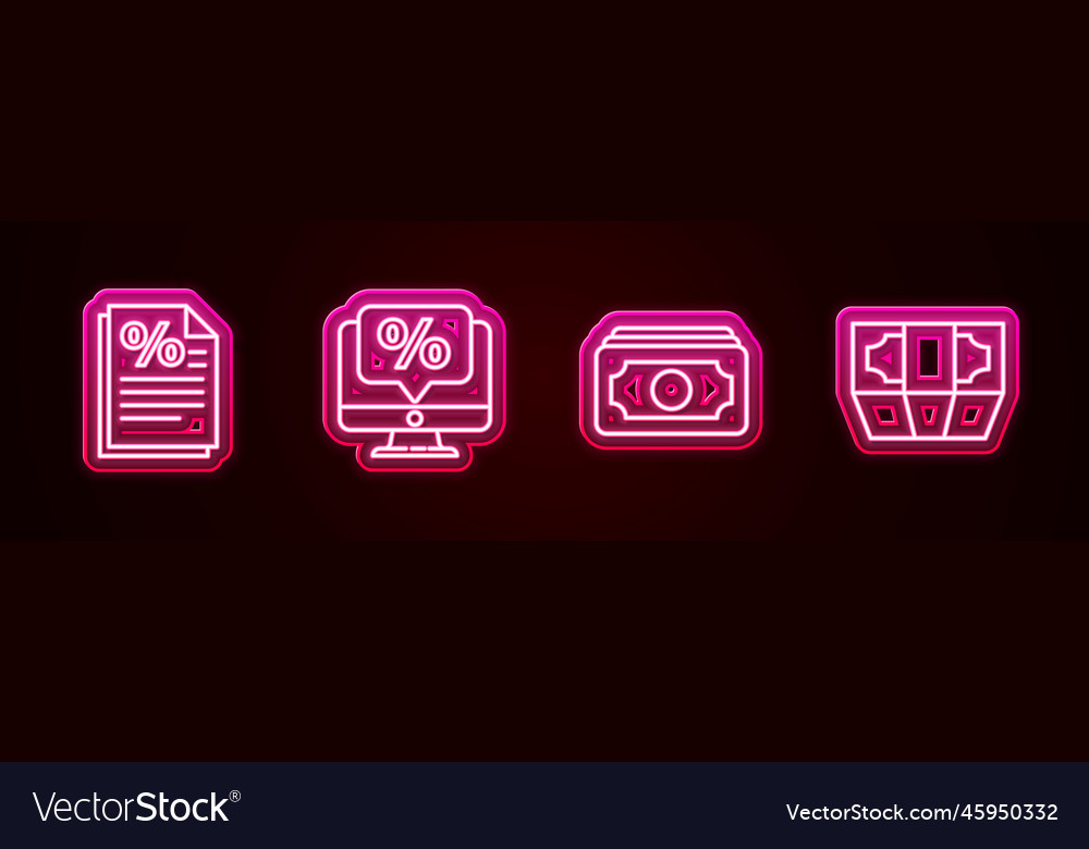 Set line finance document percent discount and Vector Image Set line finance document percent discount and Vector Image