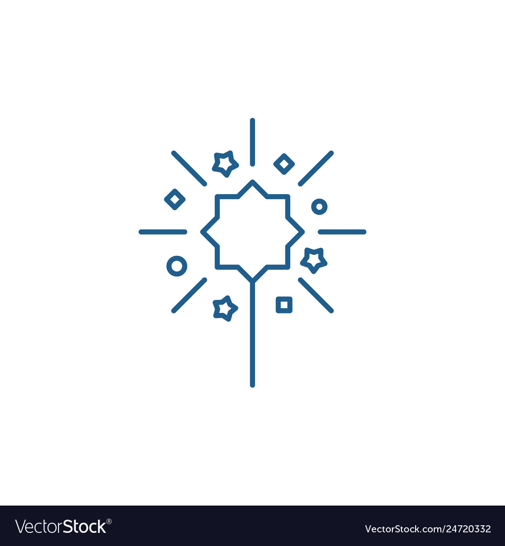 Sparklers line icon concept flat Royalty Free Vector Image