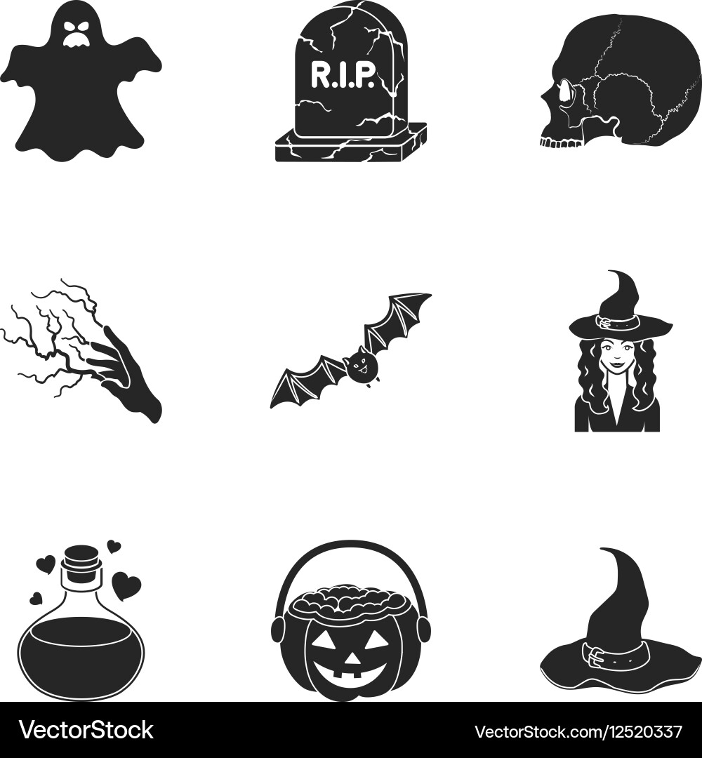 Black and white magic set icons in style Vector Image