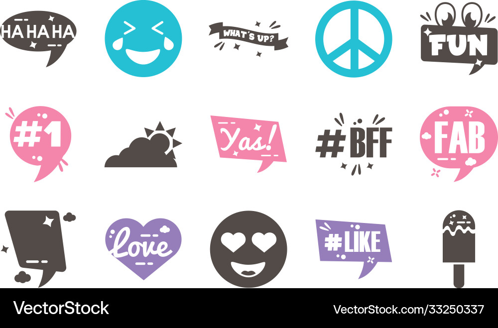 Bundle fifteen slang set icons Royalty Free Vector Image