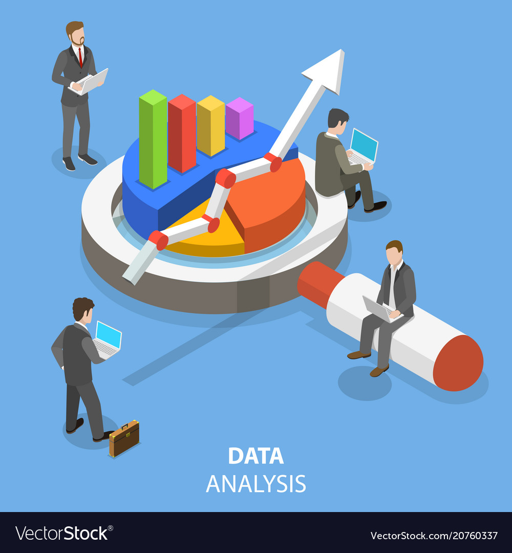 Data analysis flat isometric concept Royalty Free Vector Data analysis flat isometric concept Royalty Free Vector