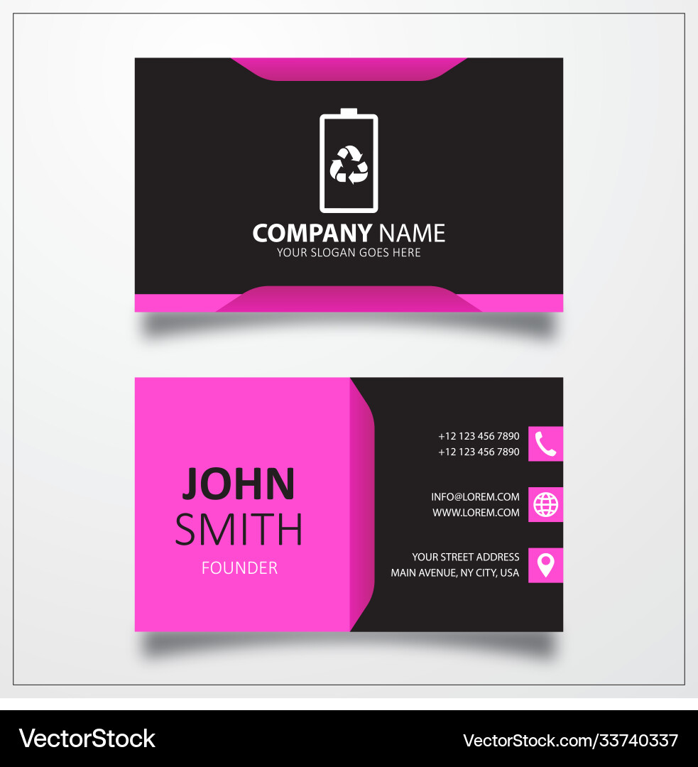 Eco battery icon business card template Royalty Free Vector