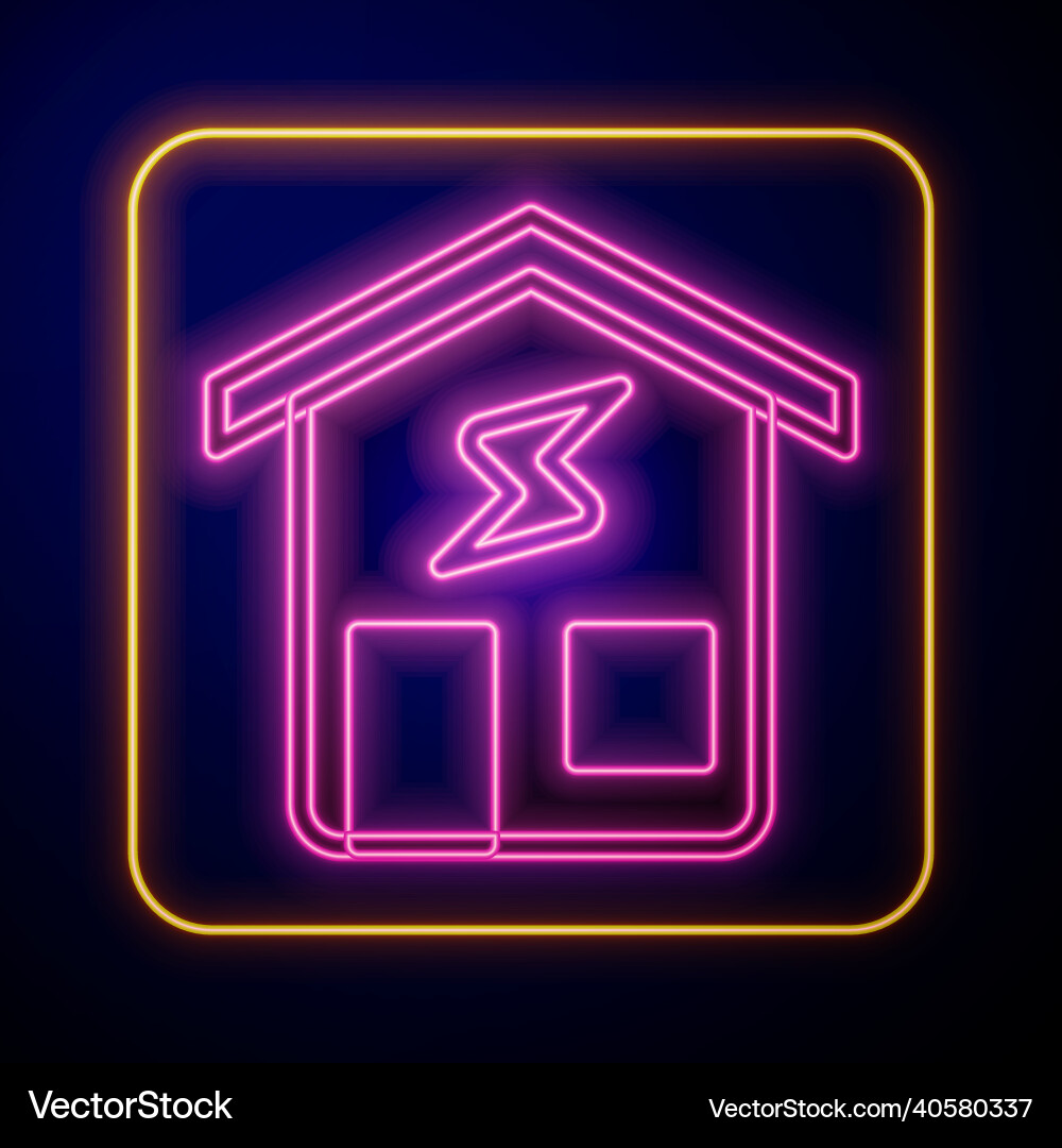 Glowing neon smart home icon isolated on black Vector Image