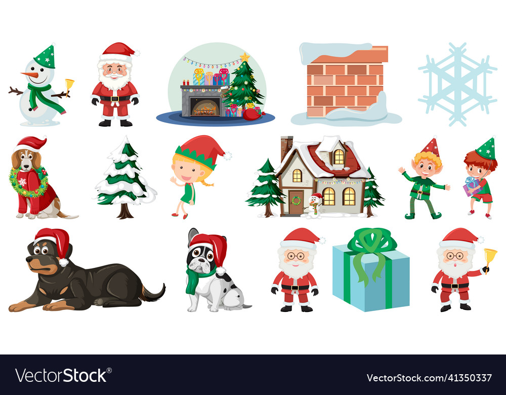 Isolated christmas objects and elements set Vector Image