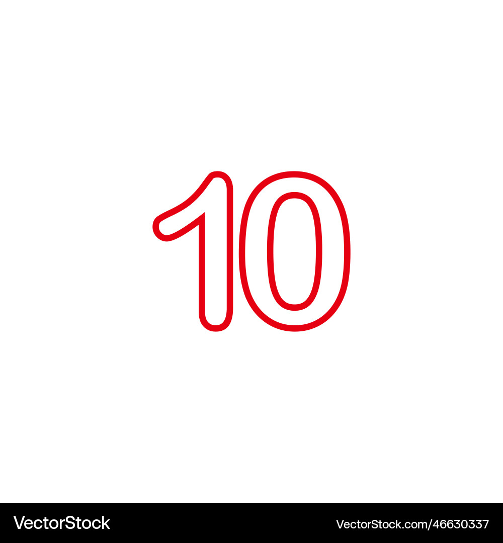 Number 10 line geometric symbol simple logo Vector Image