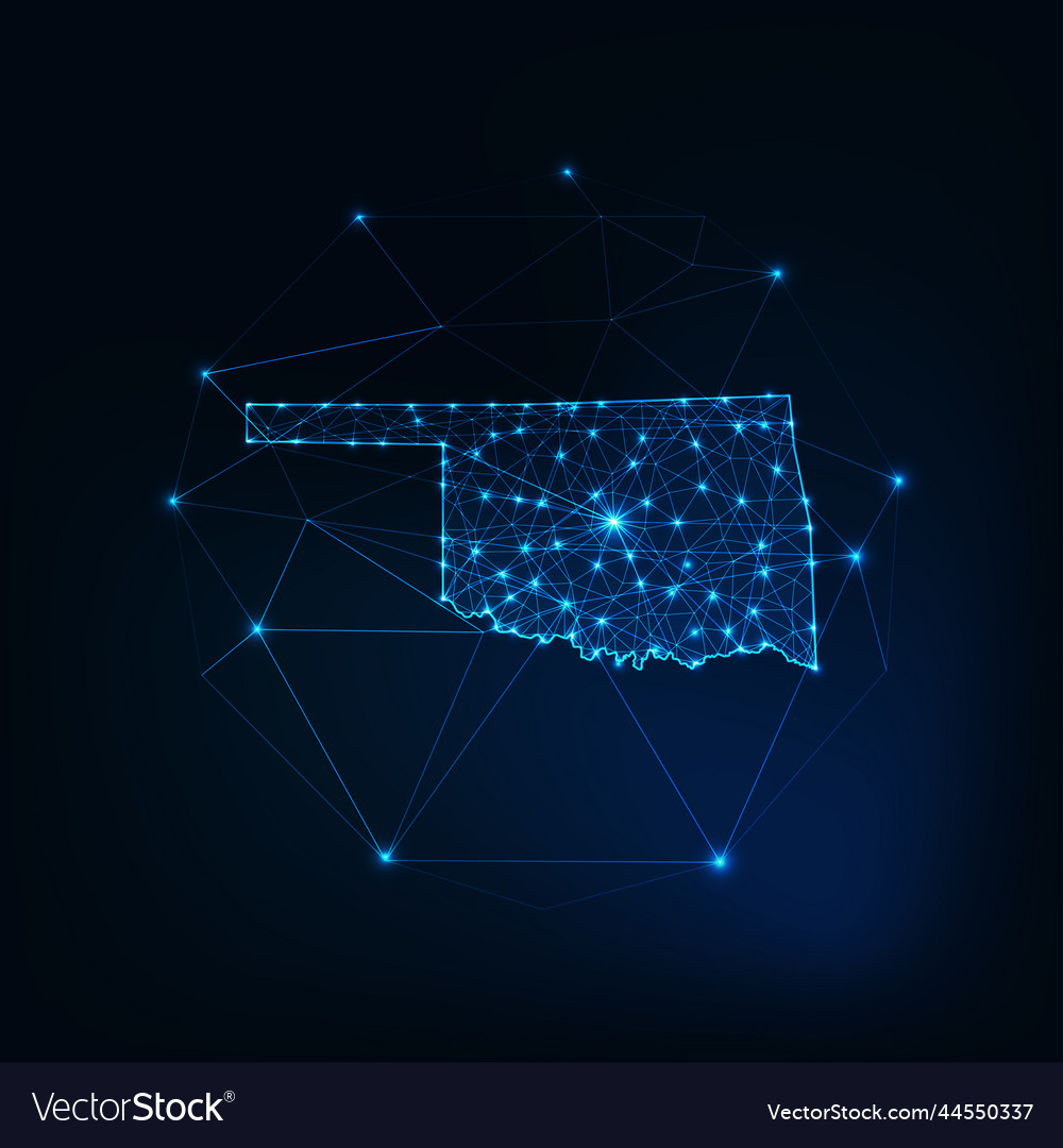 Oklahoma state usa map glowing silhouette made Vector Image Oklahoma state usa map glowing silhouette made Vector Image