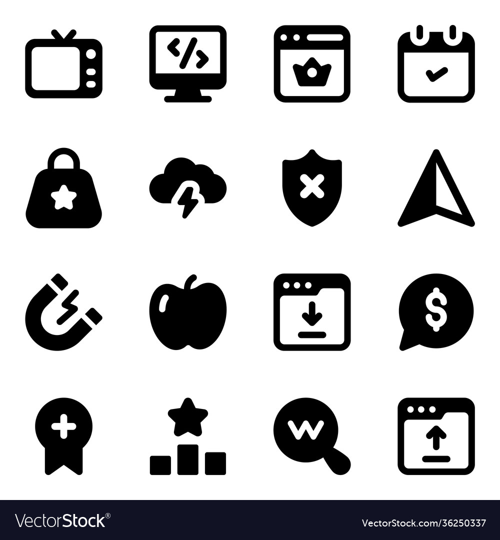 Pack editable business and web glyph icons Vector Image