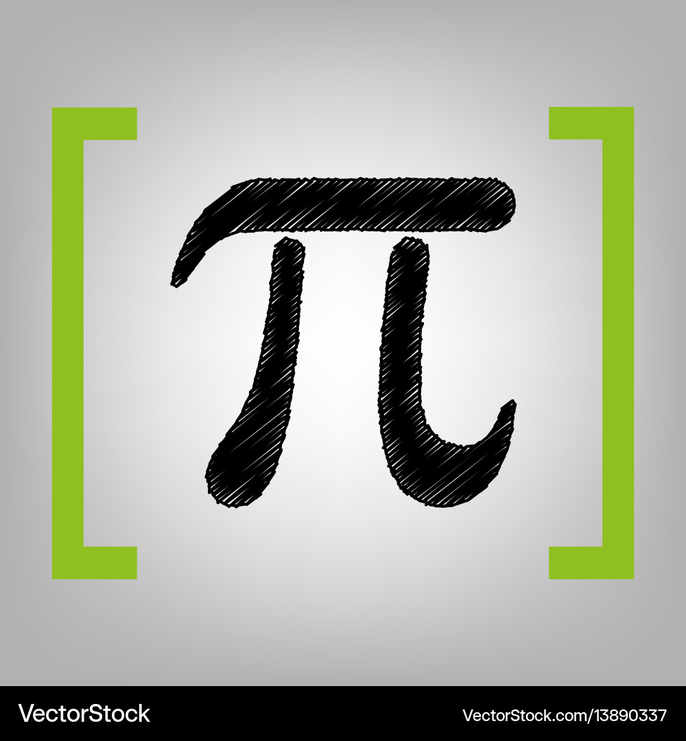 Pi greek letter sign black scribble icon Vector Image
