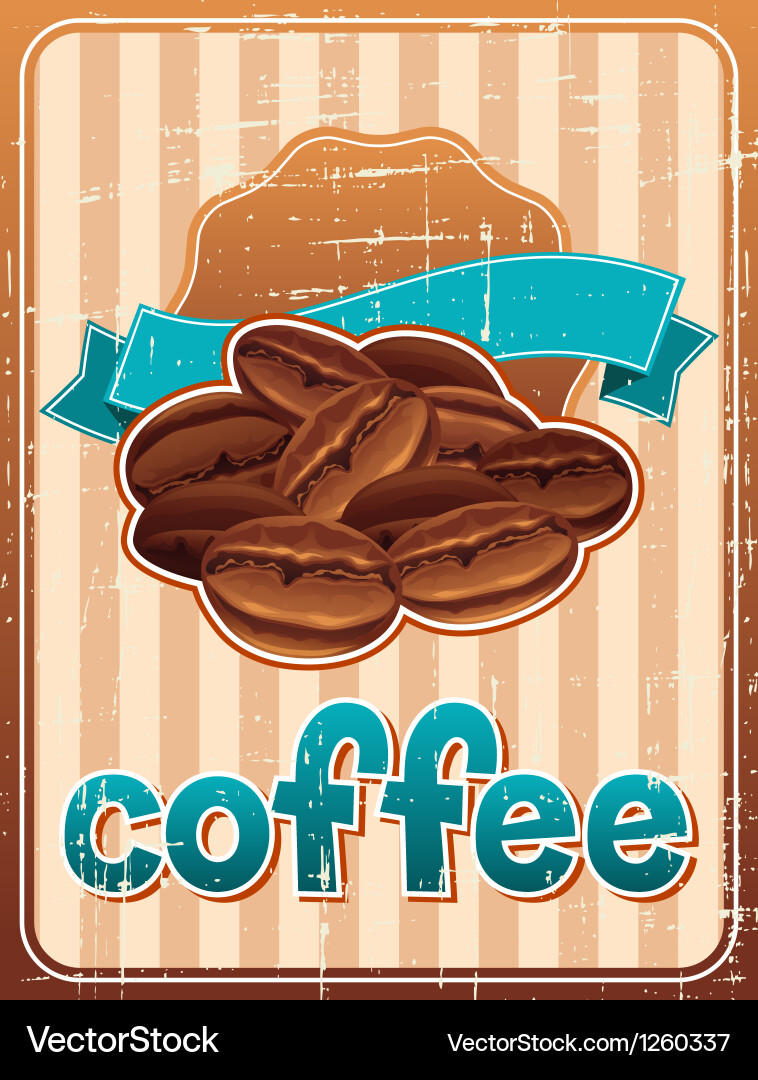 Poster with coffee beans in retro style Royalty Free Vector