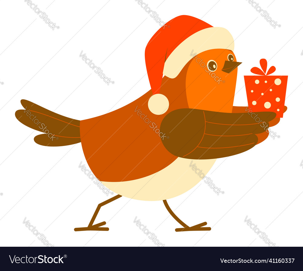 Robin christmas bird cartoons clip art christmas Vector Image