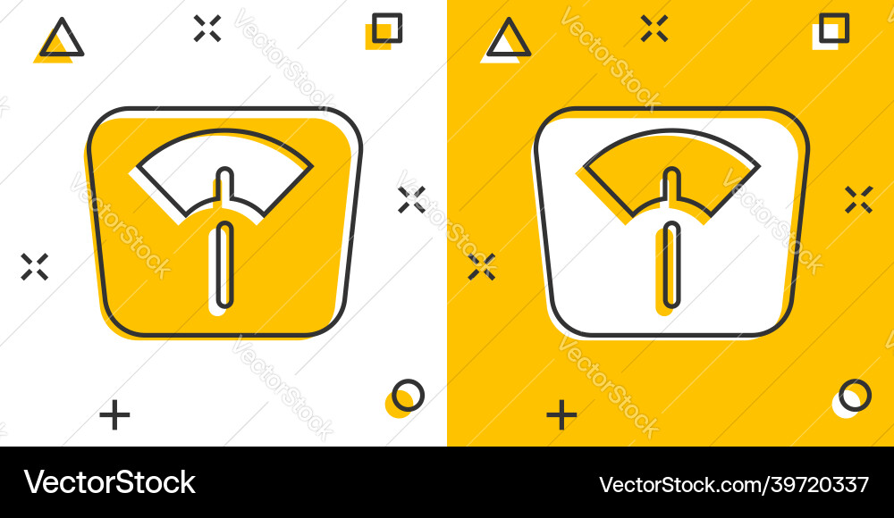 Scale icon in comic style balance cartoon Vector Image