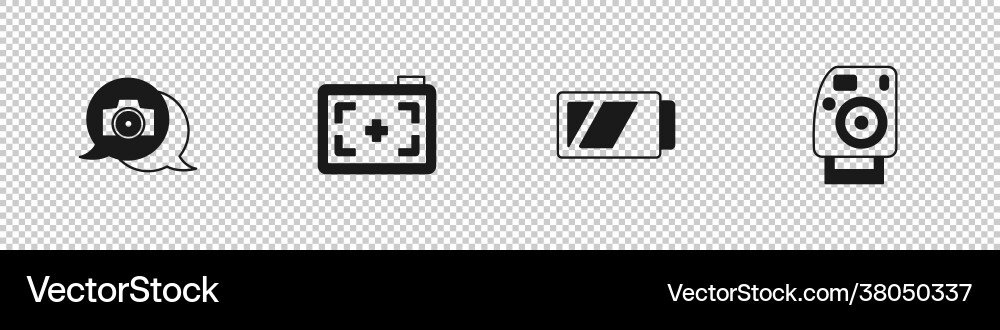 Set photo camera battery for and icon Royalty Free Vector