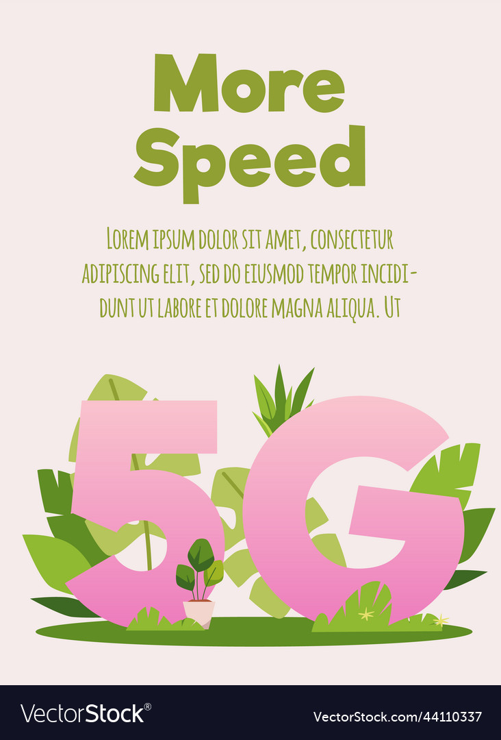 Speed 5g telecommunications technology banner flat