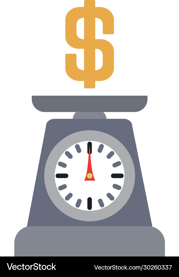 Weight scale with money symbol icon flat style Vector Image