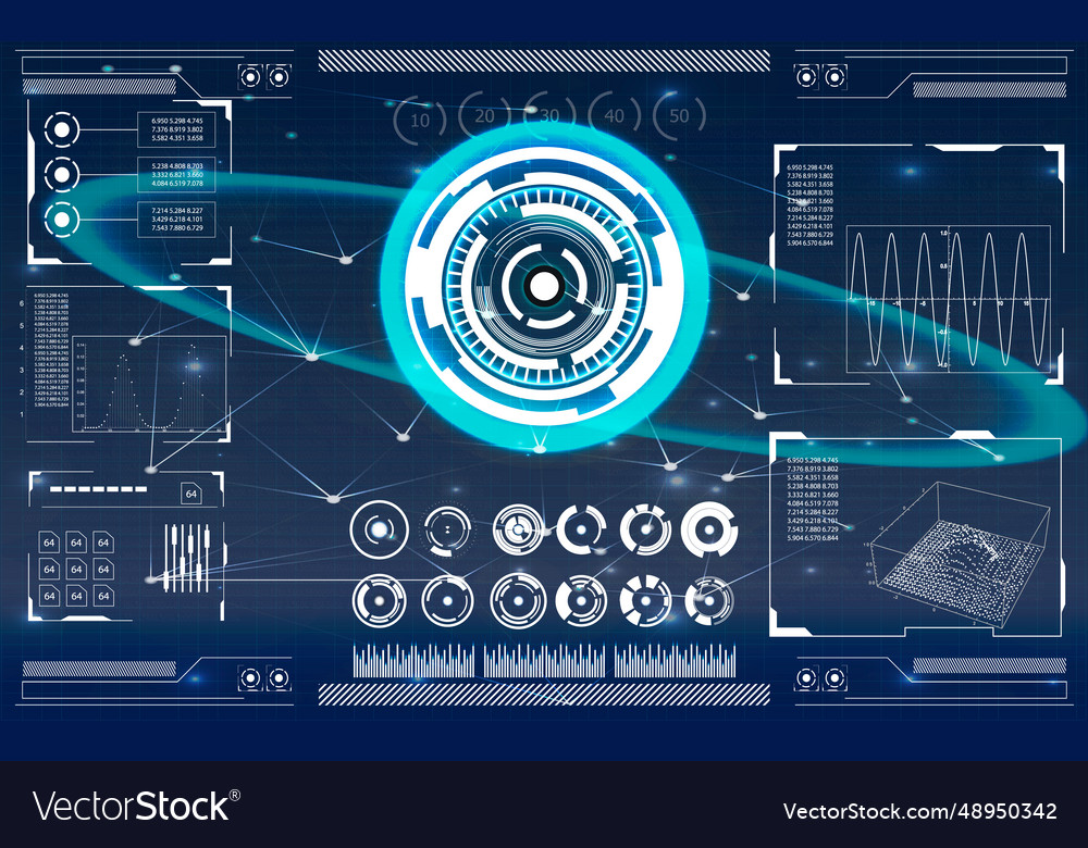 Advanced hud interface - graphics for monitoring Vector Image