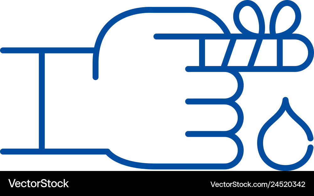 Bandaged finger line icon concept Royalty Free Vector Image