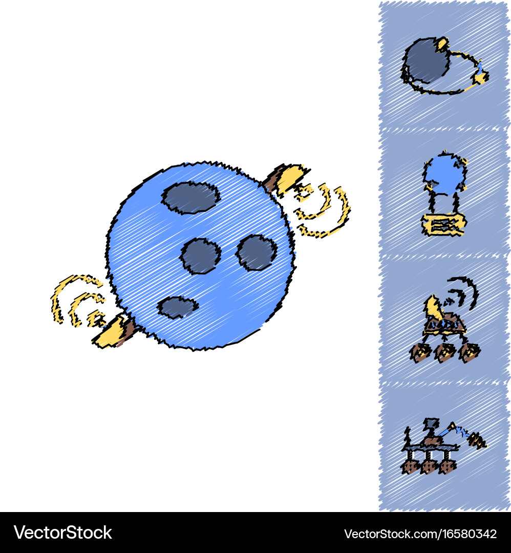 Collection of icons and space technology Vector Image