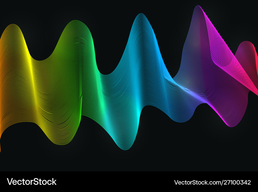 Colorful bright wavy lines on a dark background Vector Image