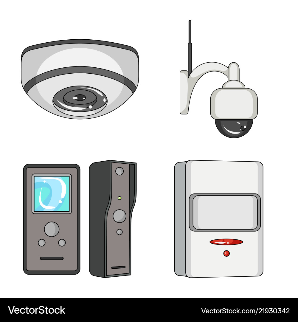 Design of cctv and camera icon set Royalty Free Vector Image