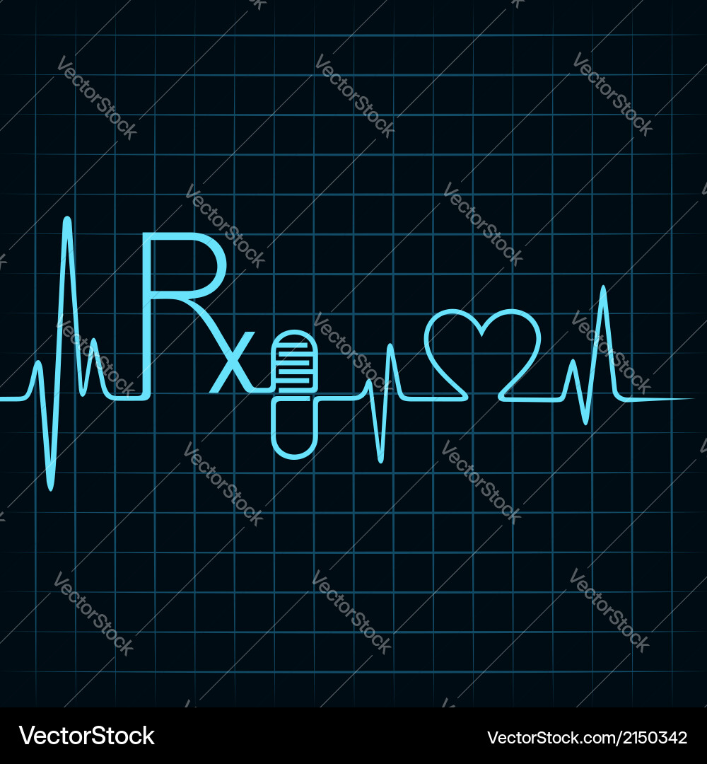 Heartbeat make rx textcapsule and heart symbol Vector Image