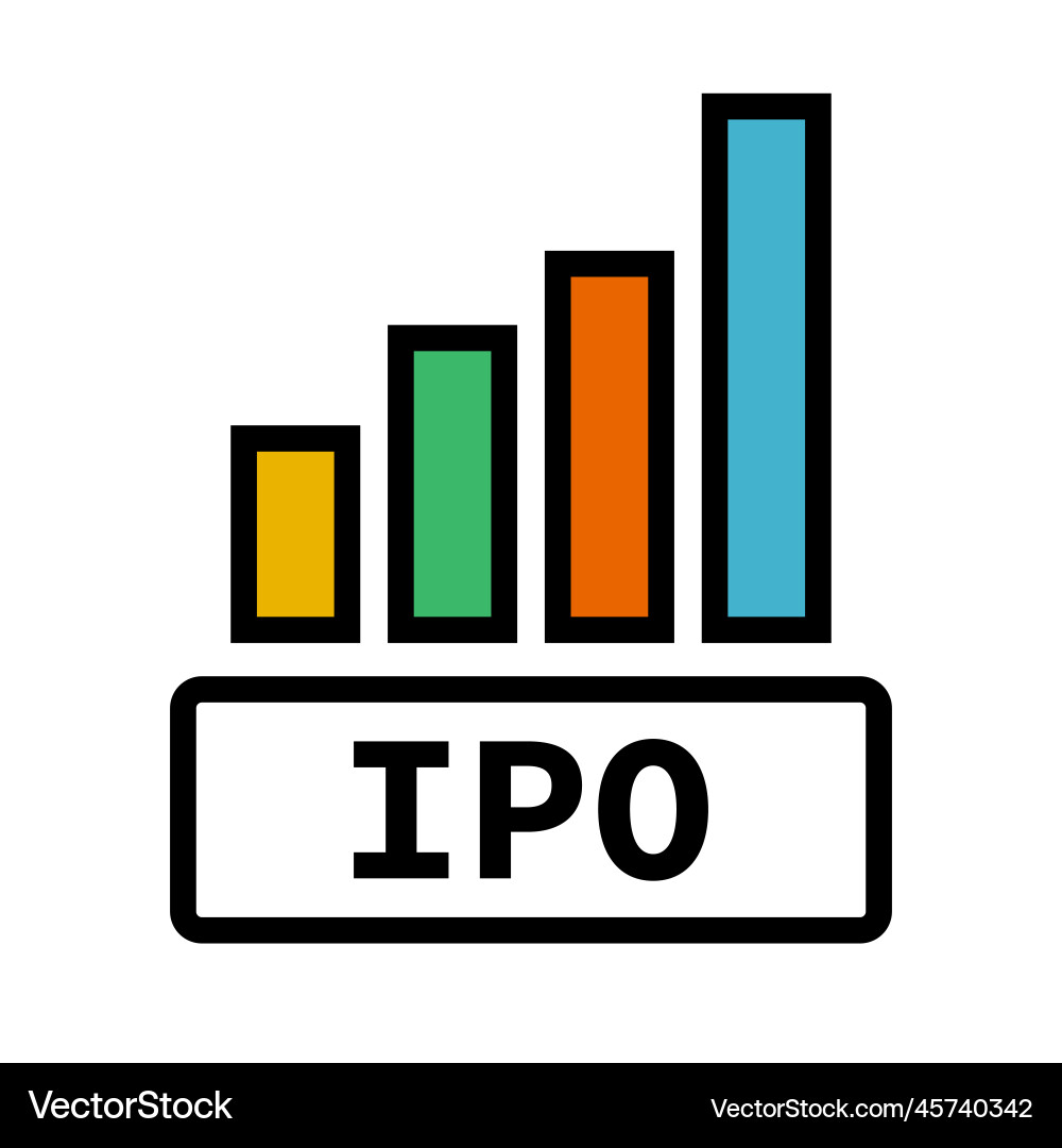 Ipo bar graph icon of initial public offering Vector Image