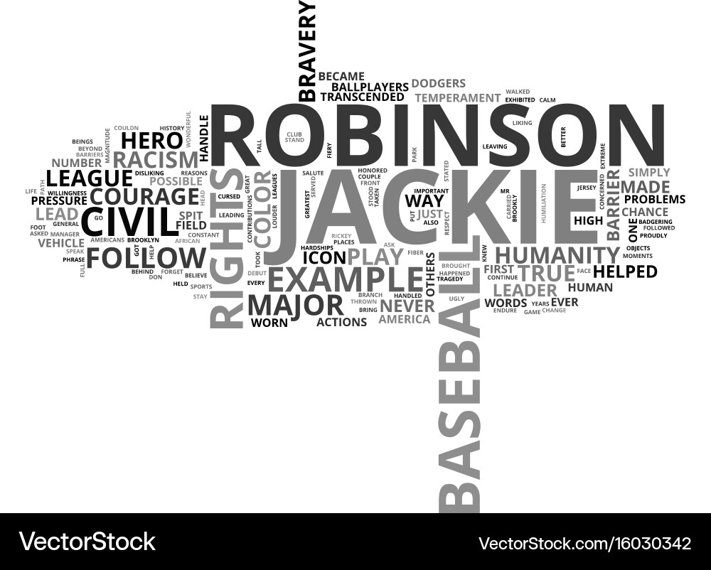 Jackie robinson a civil rights hero text Vector Image