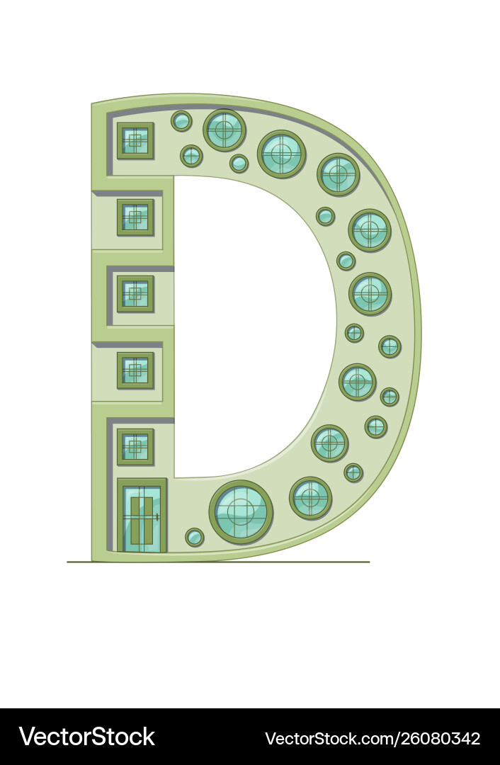 Letter d house isolated on white background a4 Vector Image