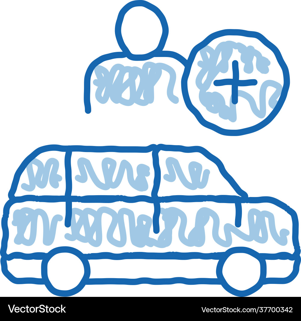 Man buying car doodle icon hand drawn Royalty Free Vector