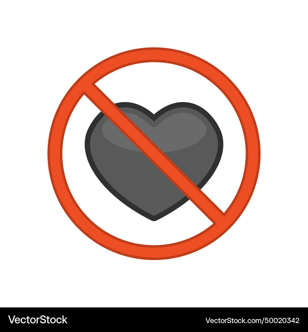 No love heart sign stop icon Royalty Free Vector Image