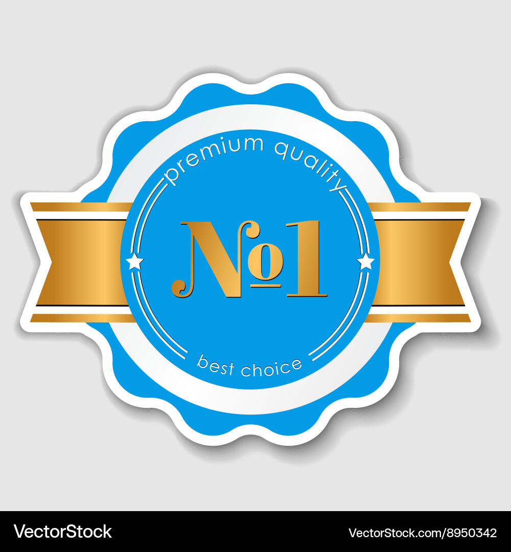 Quality sticker with gold ribbon Royalty Free Vector Image