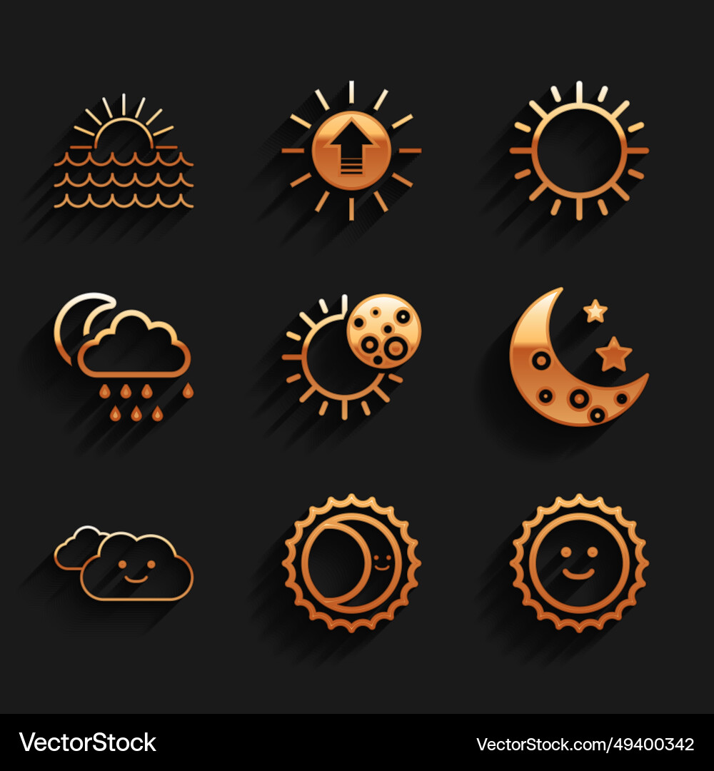 Set eclipse of the sun moon and stars cloud Vector Image