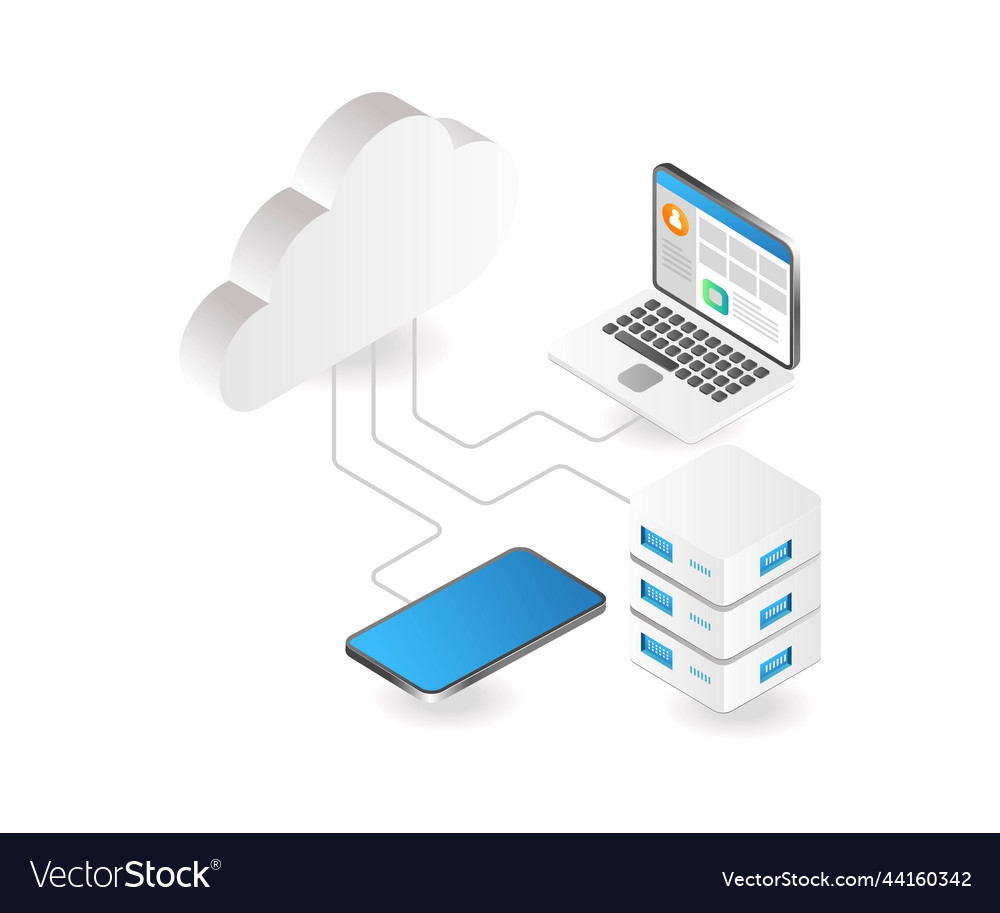 Smartphone computer cloud server Royalty Free Vector Image