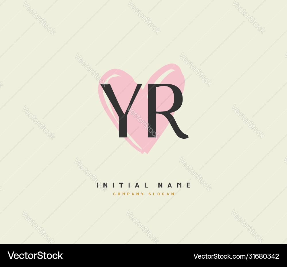 Y r yr beauty initial logo handwriting Royalty Free Vector